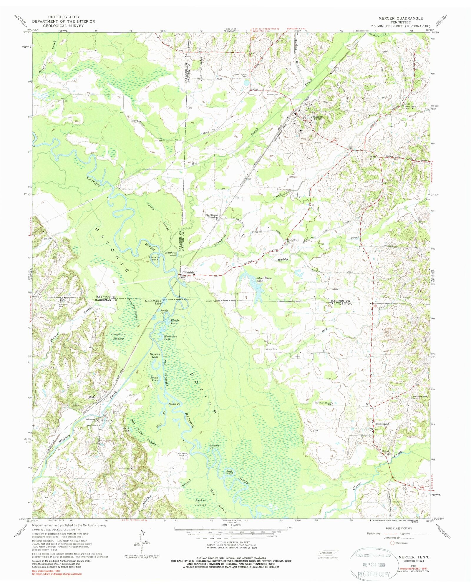 Classic USGS Mercer Tennessee 7.5'x7.5' Topo Map – MyTopo Map Store