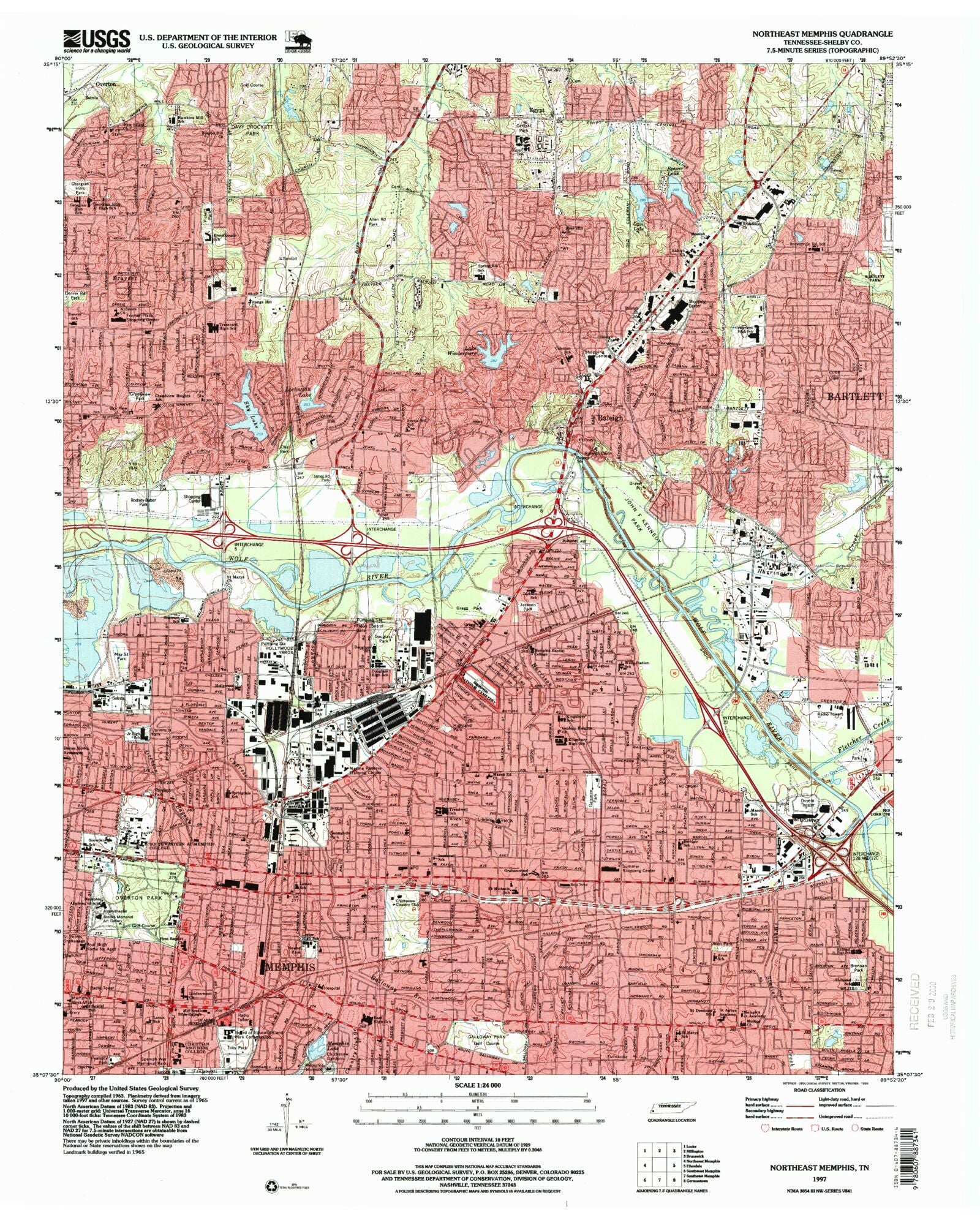Classic USGS Northeast Memphis Tennessee 7.5'x7.5' Topo Map – MyTopo ...