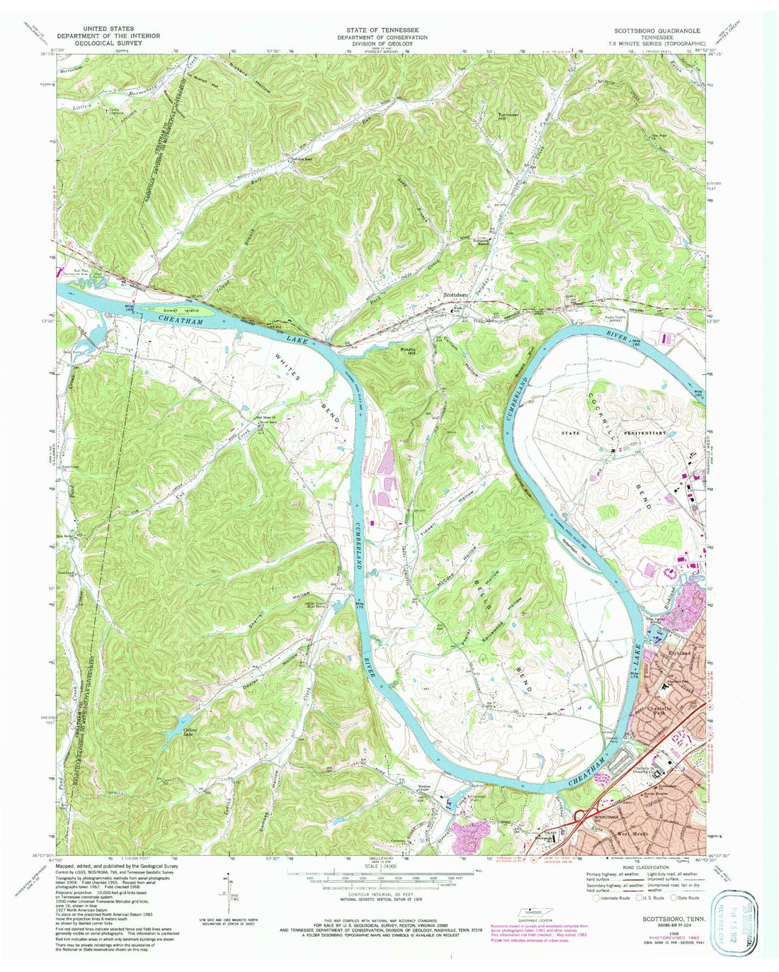 Classic USGS Scottsboro Tennessee 7.5'x7.5' Topo Map – MyTopo Map Store