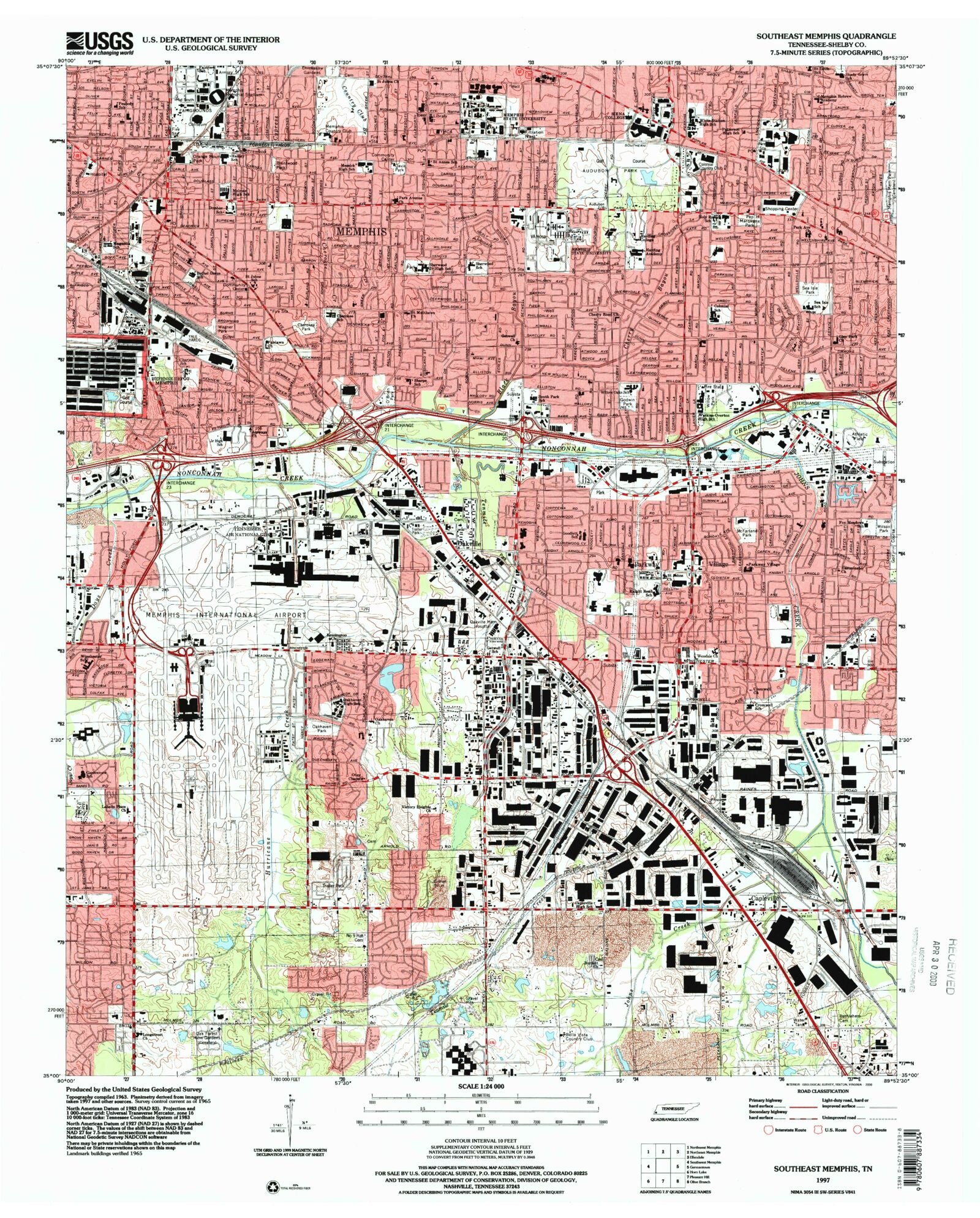 Classic USGS Southeast Memphis Tennessee 7.5'x7.5' Topo Map – MyTopo ...