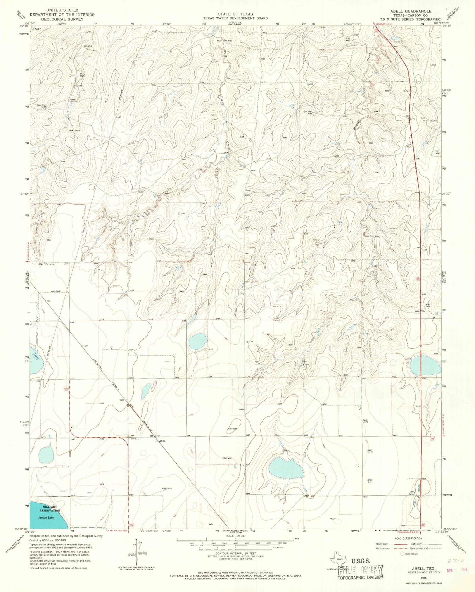 Classic USGS Abell Texas 7.5'x7.5' Topo Map – MyTopo Map Store