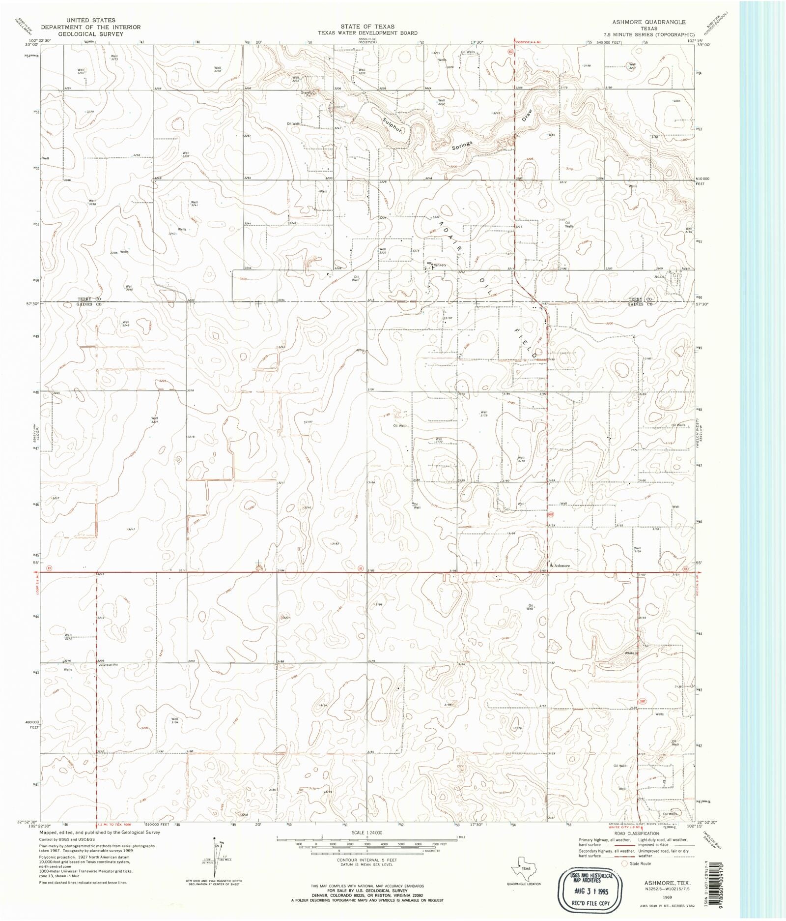 Classic USGS Ashmore Texas 7.5'x7.5' Topo Map – MyTopo Map Store