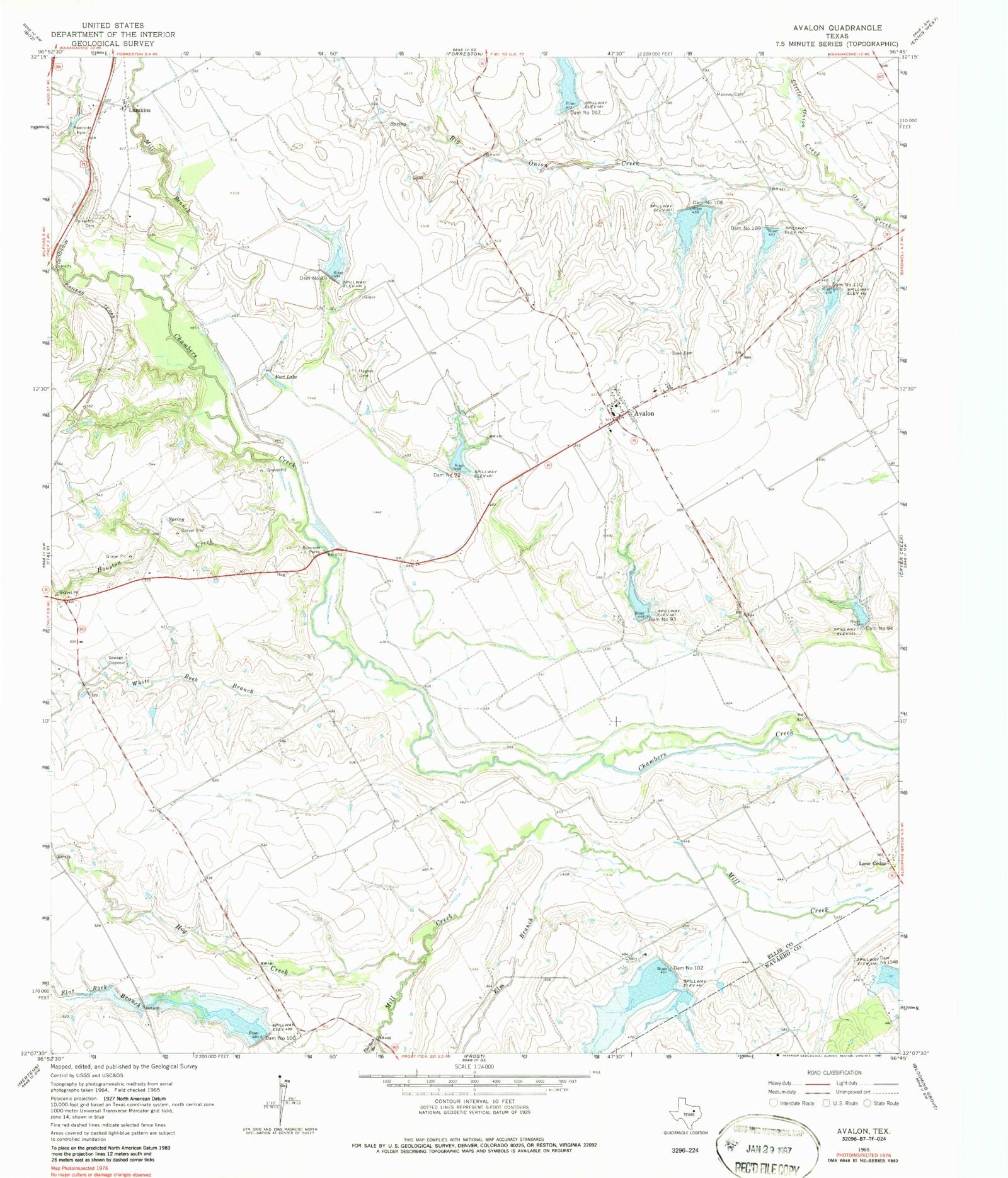 Classic USGS Avalon Texas 7.5'x7.5' Topo Map – MyTopo Map Store