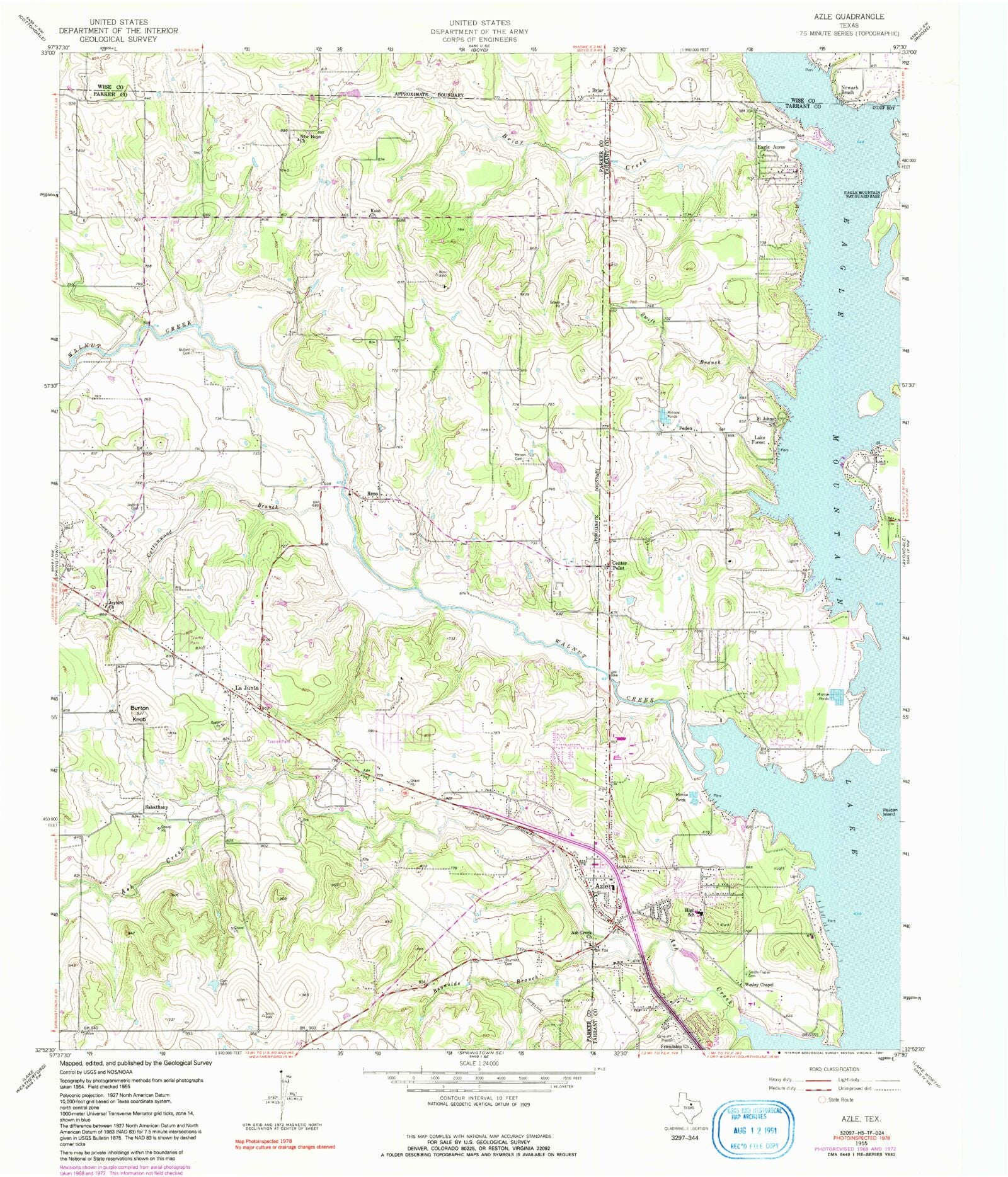 Classic USGS Azle Texas 7.5'x7.5' Topo Map – MyTopo Map Store