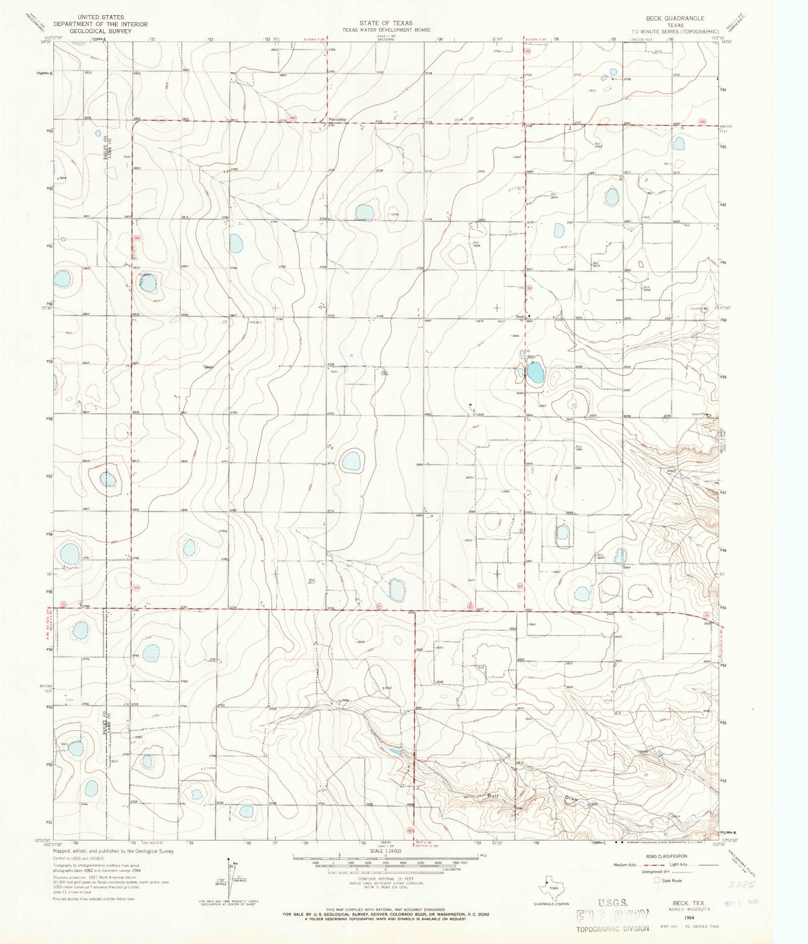 Classic USGS Beck Texas 7.5'x7.5' Topo Map – MyTopo Map Store
