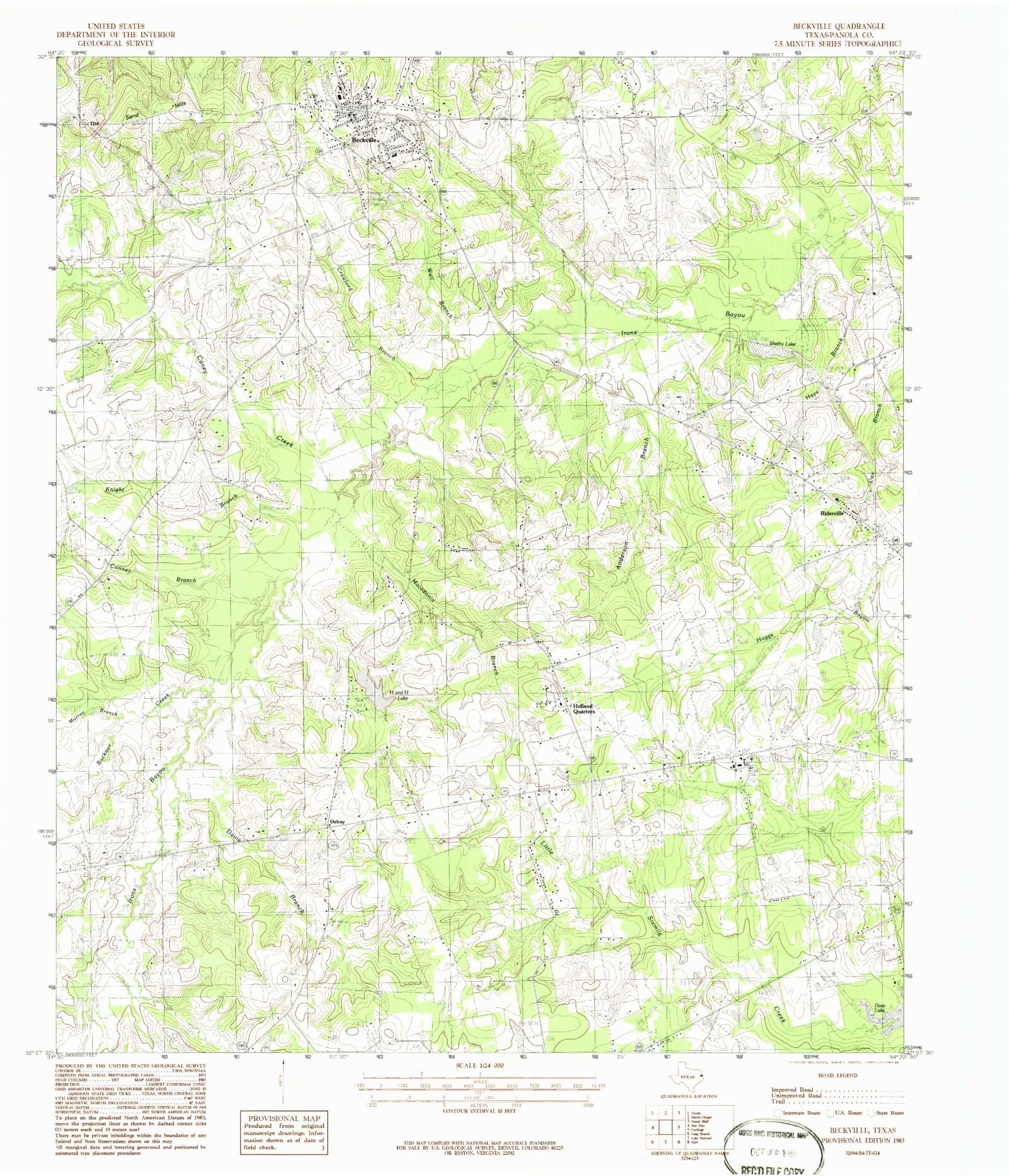 Classic USGS Beckville Texas 7.5'x7.5' Topo Map – MyTopo Map Store