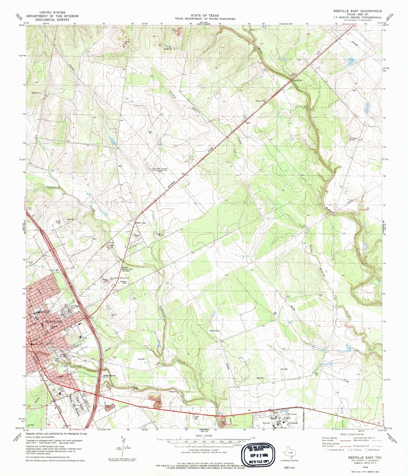 Classic USGS Beeville East Texas 7.5'x7.5' Topo Map – MyTopo Map Store