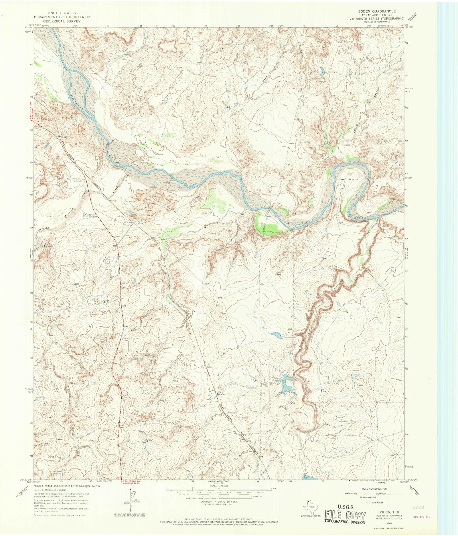 Classic USGS Boden Texas 7.5'x7.5' Topo Map – MyTopo Map Store