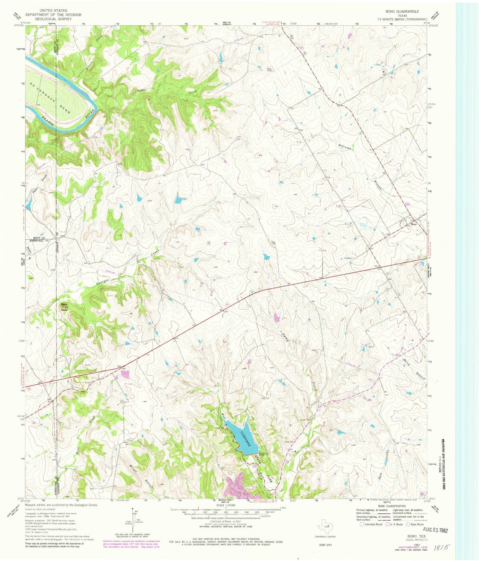 Classic USGS Bono Texas 7.5'x7.5' Topo Map – MyTopo Map Store
