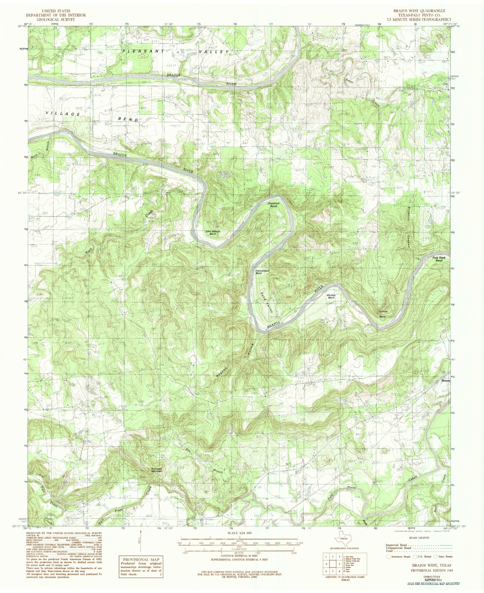 Classic USGS Brazos West Texas 7.5'x7.5' Topo Map – MyTopo Map Store