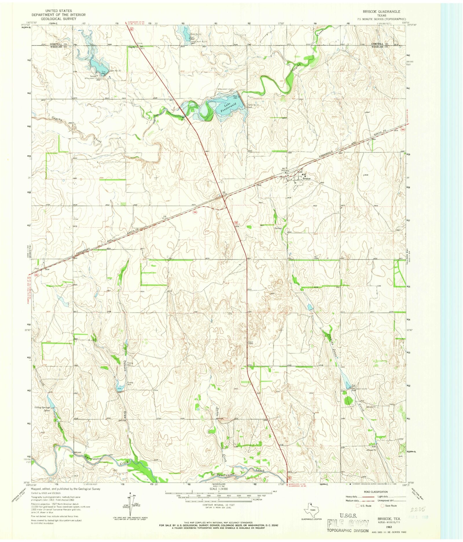 Classic USGS Briscoe Texas 7.5'x7.5' Topo Map – MyTopo Map Store
