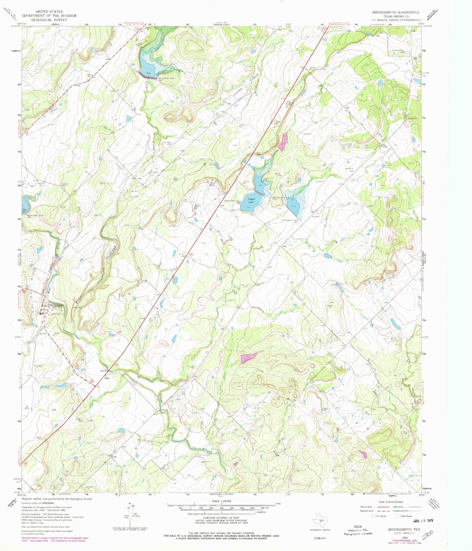 Classic USGS Brookesmith Texas 7.5'x7.5' Topo Map – MyTopo Map Store