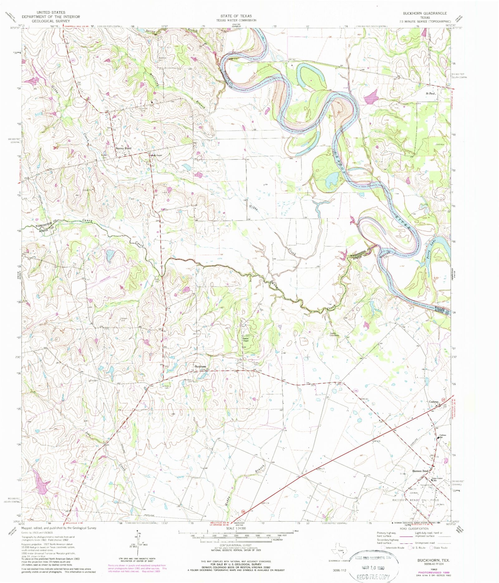 Classic USGS Buckhorn Texas 7.5'x7.5' Topo Map – MyTopo Map Store