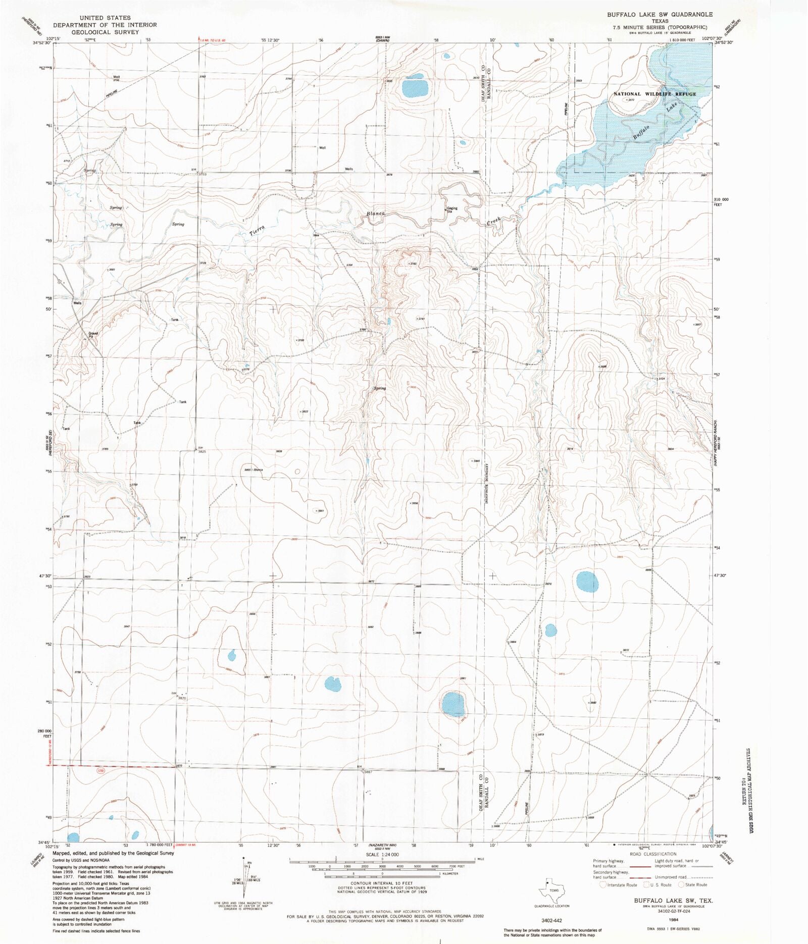Classic USGS Buffalo Lake SW Texas 7.5'x7.5' Topo Map – MyTopo Map Store