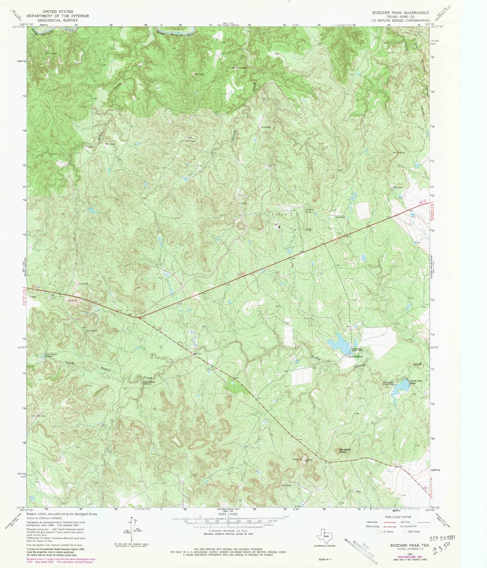Classic USGS Buzzard Peak Texas 7.5'x7.5' Topo Map – MyTopo Map Store