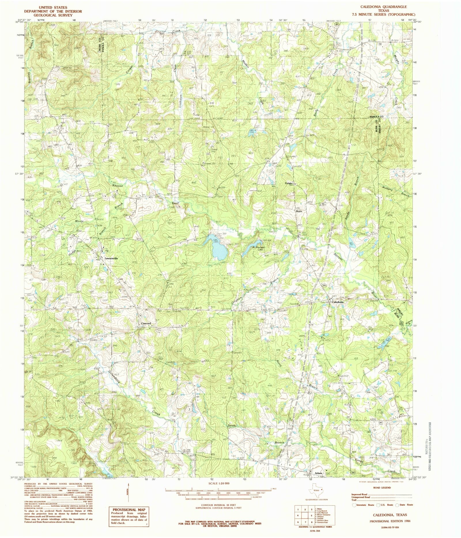Classic USGS Caledonia Texas 7.5'x7.5' Topo Map – MyTopo Map Store