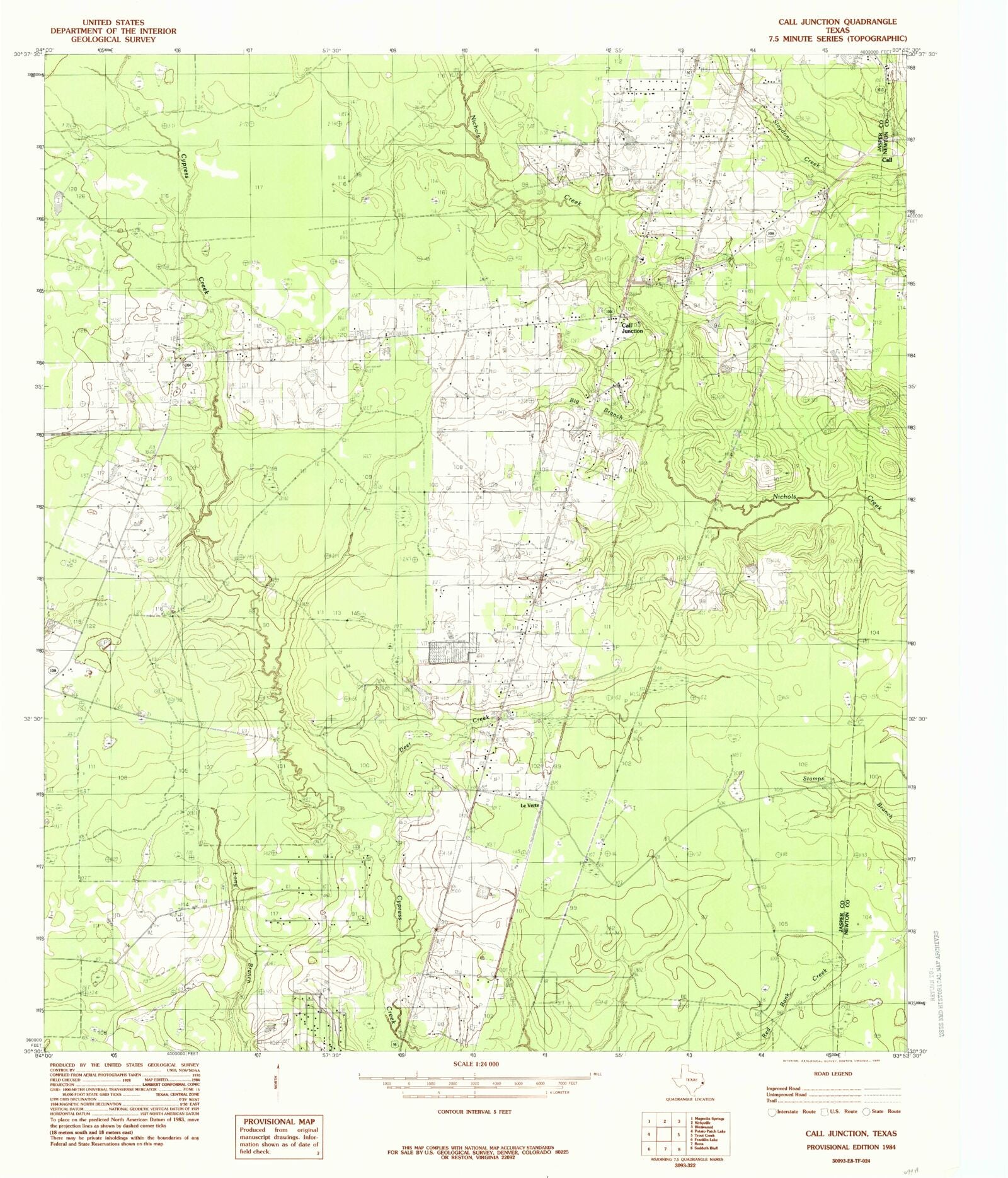 Classic USGS Call Junction Texas 7.5'x7.5' Topo Map – MyTopo Map Store