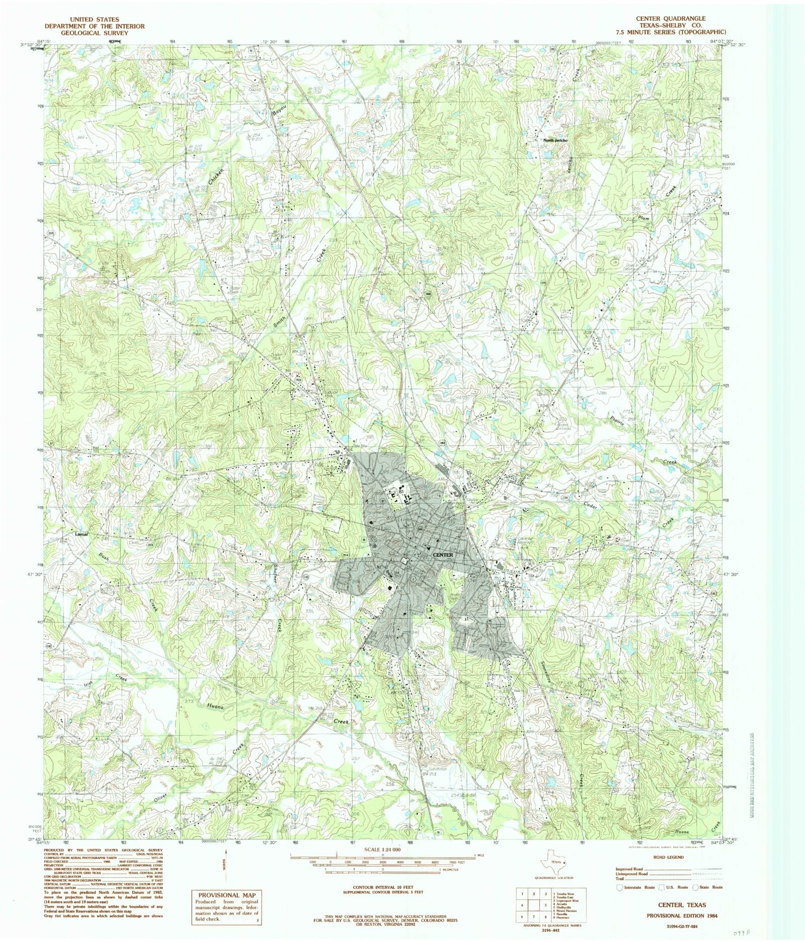 Classic USGS Center Texas 7.5'x7.5' Topo Map – MyTopo Map Store