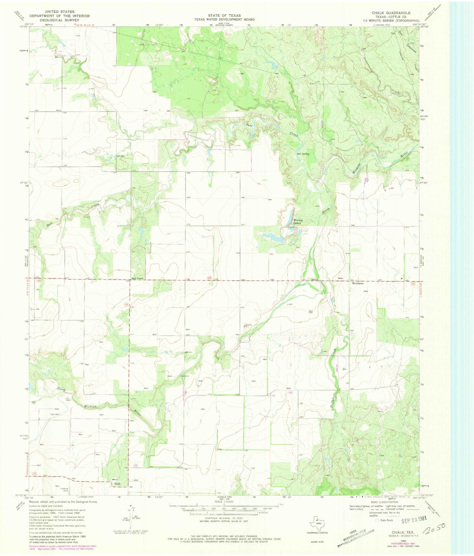 Classic USGS Chalk Texas 7.5'x7.5' Topo Map – MyTopo Map Store