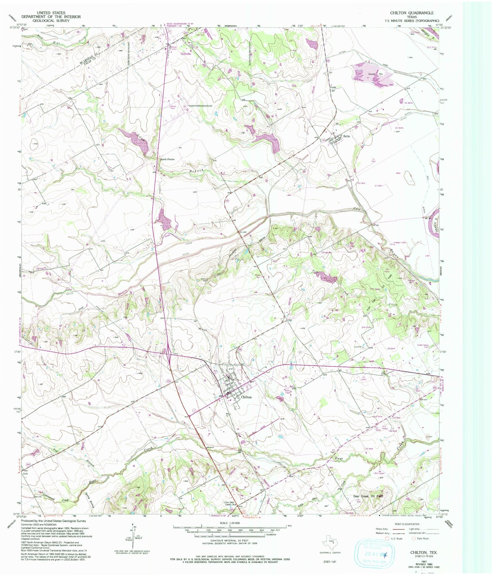 Classic USGS Chilton Texas 7.5'x7.5' Topo Map – MyTopo Map Store