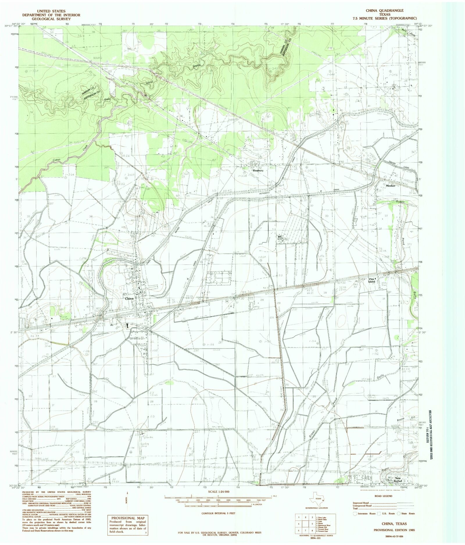Classic USGS China Texas 7.5'x7.5' Topo Map – MyTopo Map Store
