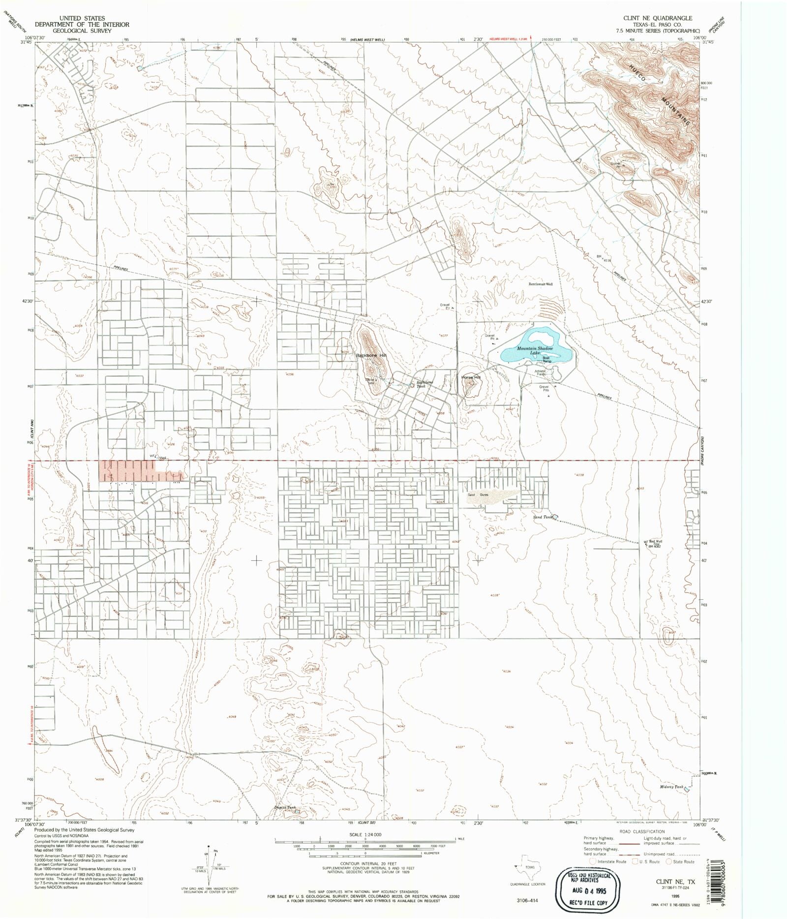 Classic USGS Clint NE Texas 7.5'x7.5' Topo Map – MyTopo Map Store