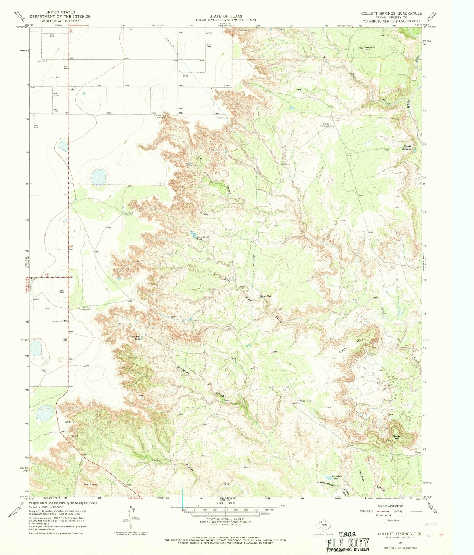 Classic USGS Collett Springs Texas 7.5'x7.5' Topo Map – MyTopo Map Store