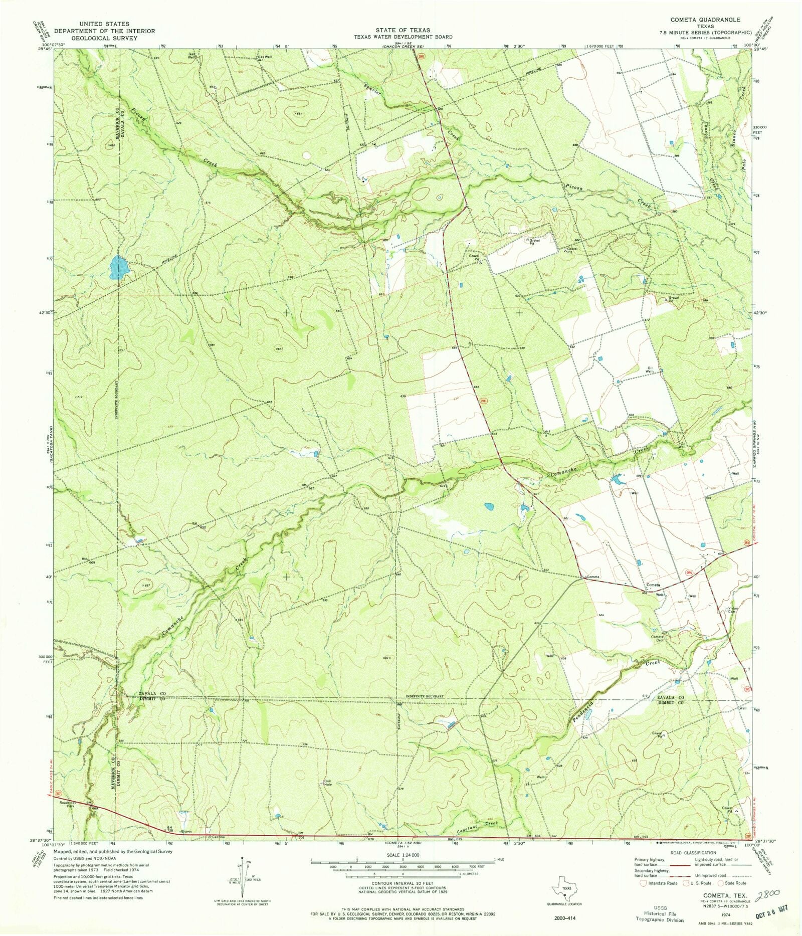 Classic USGS Cometa Texas 7.5'x7.5' Topo Map – MyTopo Map Store