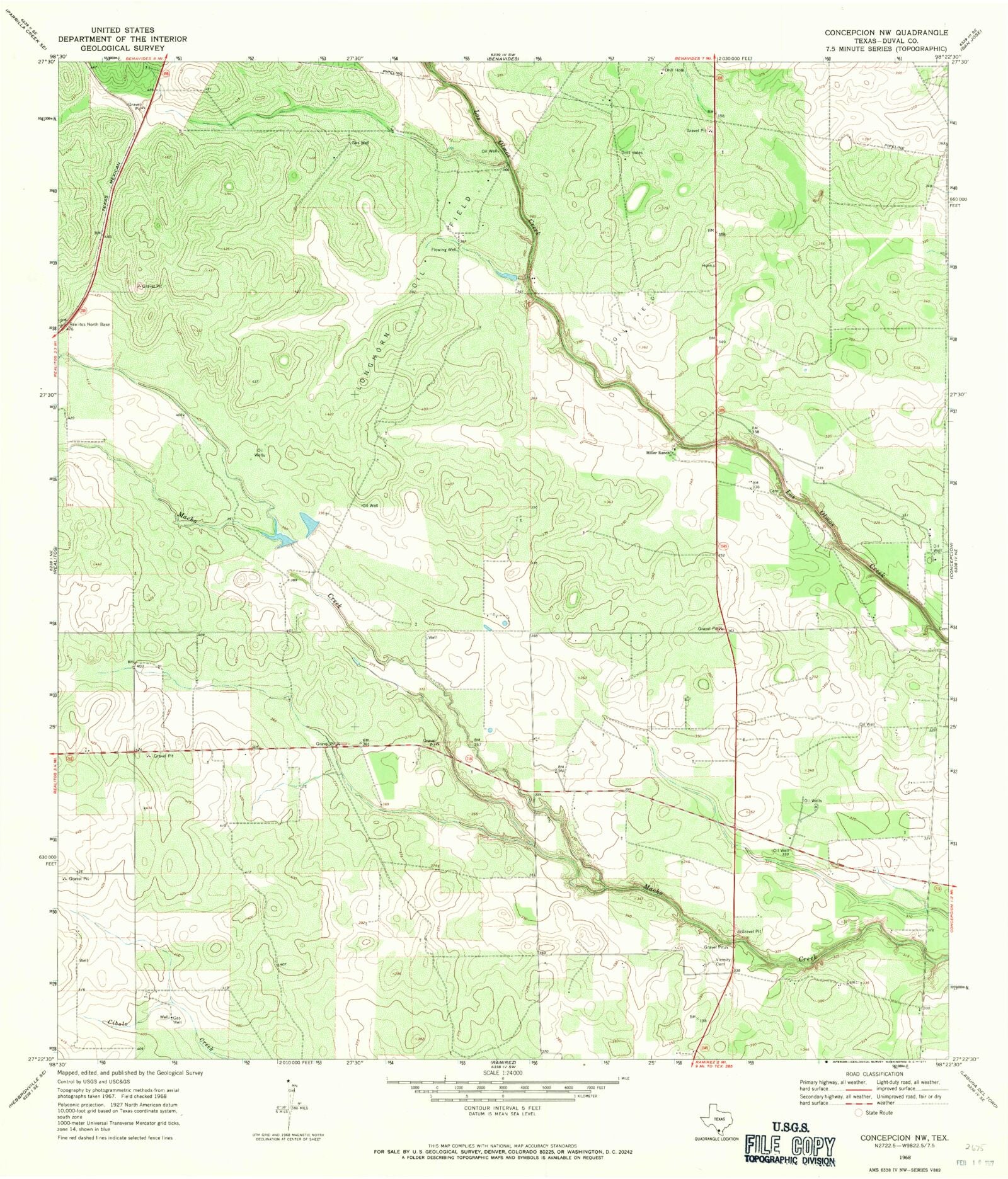 Classic USGS Concepcion NW Texas 7.5'x7.5' Topo Map – MyTopo Map Store