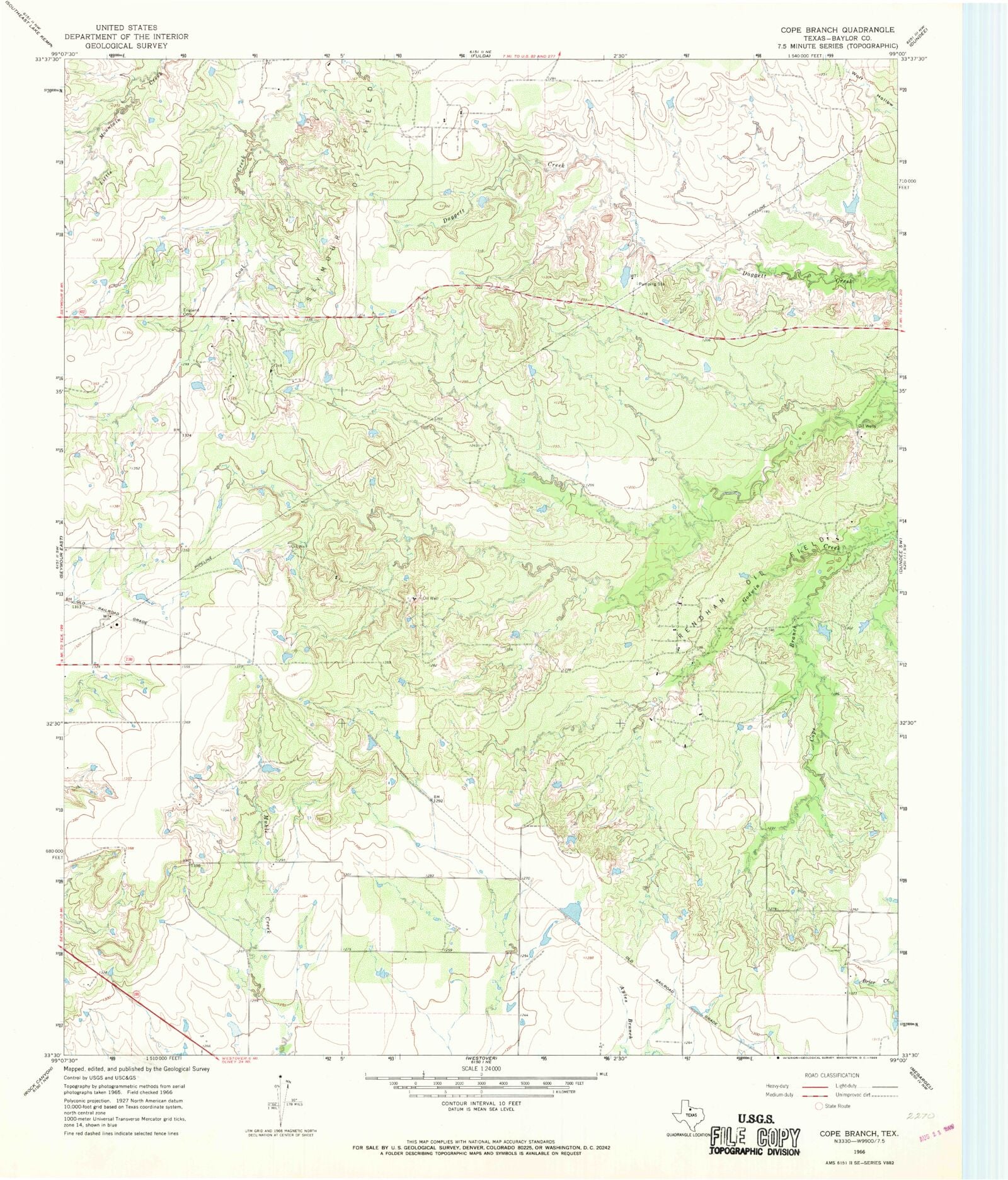 Classic USGS Cope Branch Texas 7.5'x7.5' Topo Map – MyTopo Map Store
