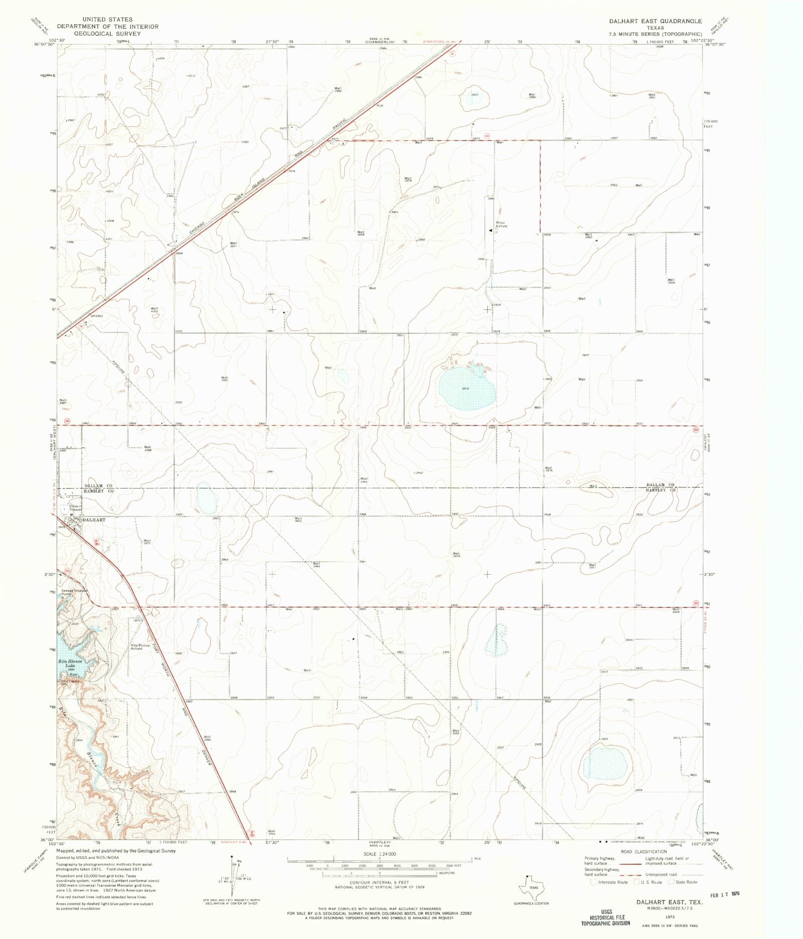 Classic USGS Dalhart East Texas 7.5'x7.5' Topo Map – MyTopo Map Store
