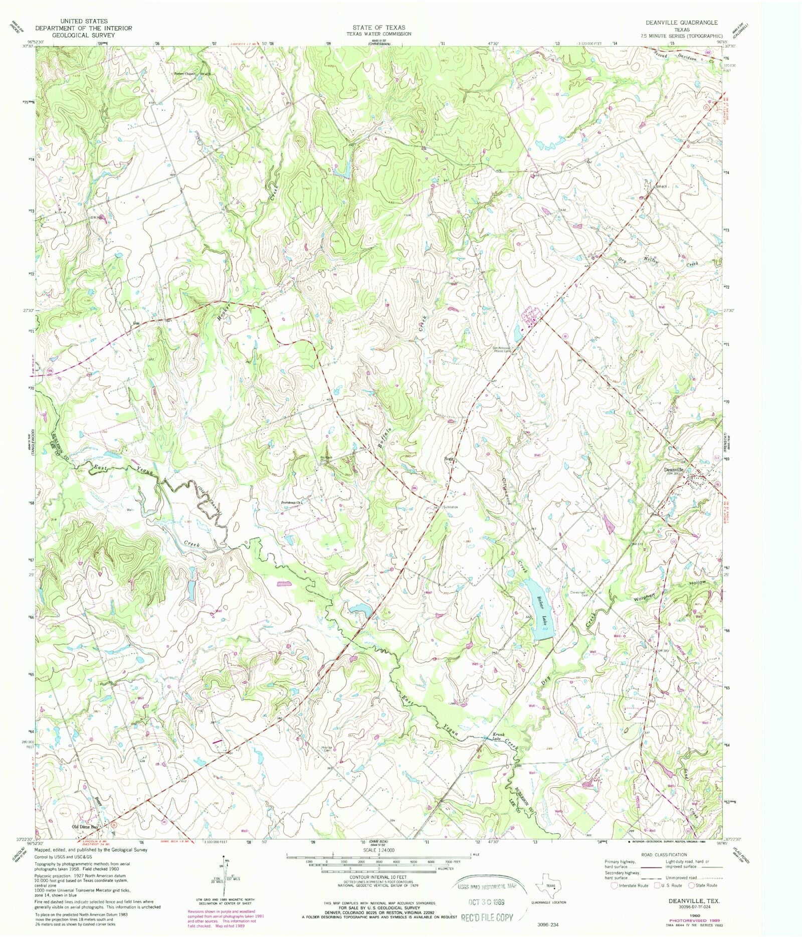Classic USGS Deanville Texas 7.5'x7.5' Topo Map – MyTopo Map Store