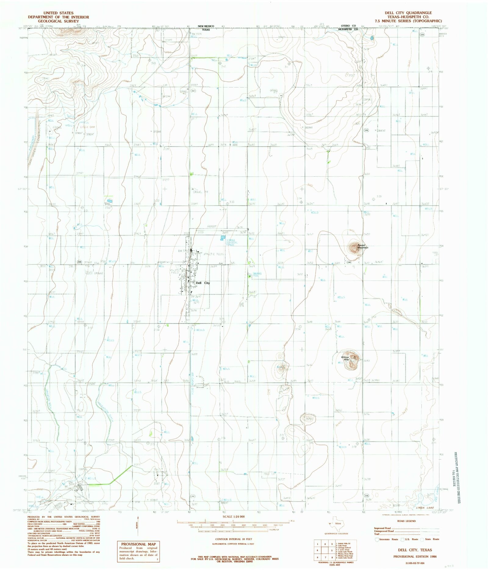 Classic USGS Dell City Texas 7.5'x7.5' Topo Map – MyTopo Map Store
