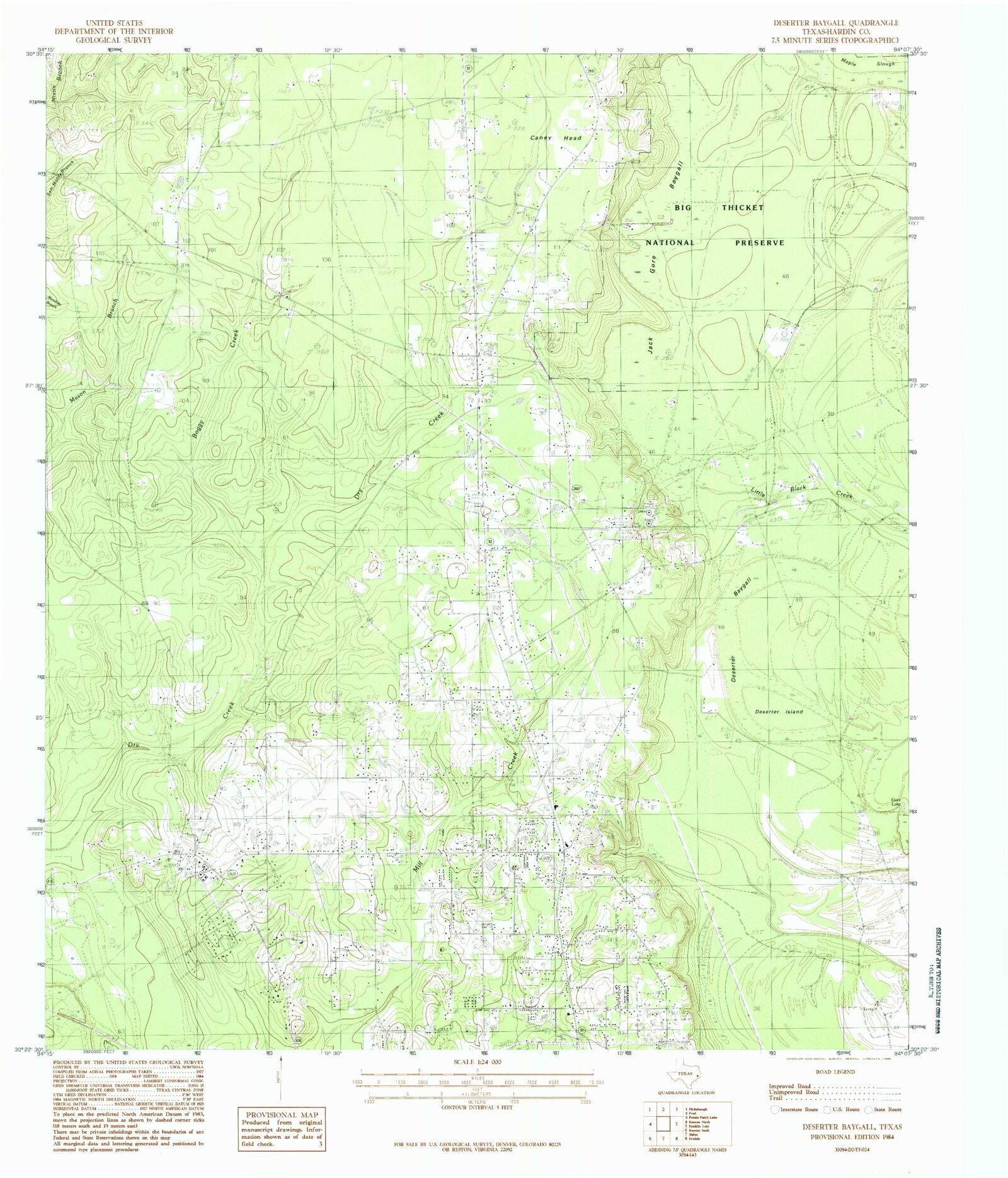 Classic USGS Deserter Baygall Texas 7.5'x7.5' Topo Map – MyTopo Map Store