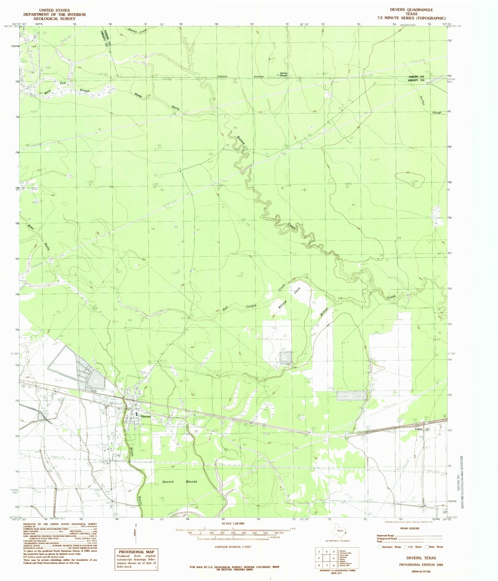 Classic USGS Devers Texas 7.5'x7.5' Topo Map – MyTopo Map Store