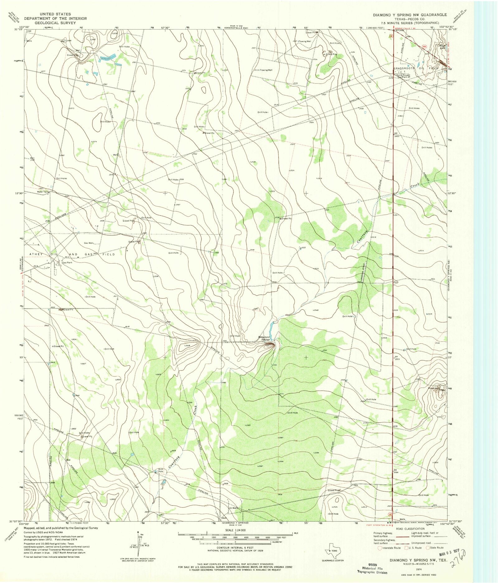 Classic USGS Diamond Y Spring NW Texas 7.5'x7.5' Topo Map – MyTopo Map ...