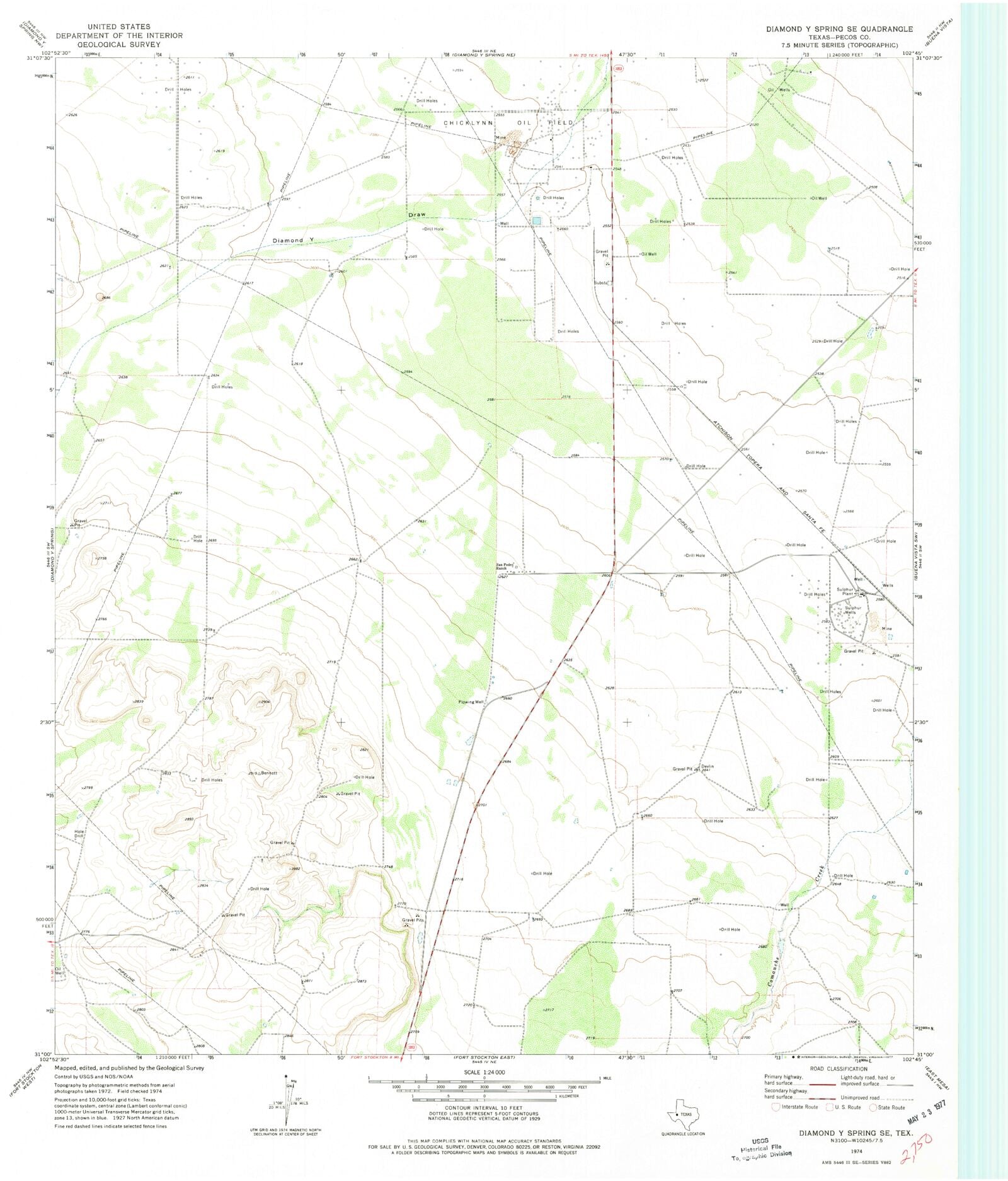 Classic USGS Diamond Y Spring SE Texas 7.5'x7.5' Topo Map – MyTopo Map ...