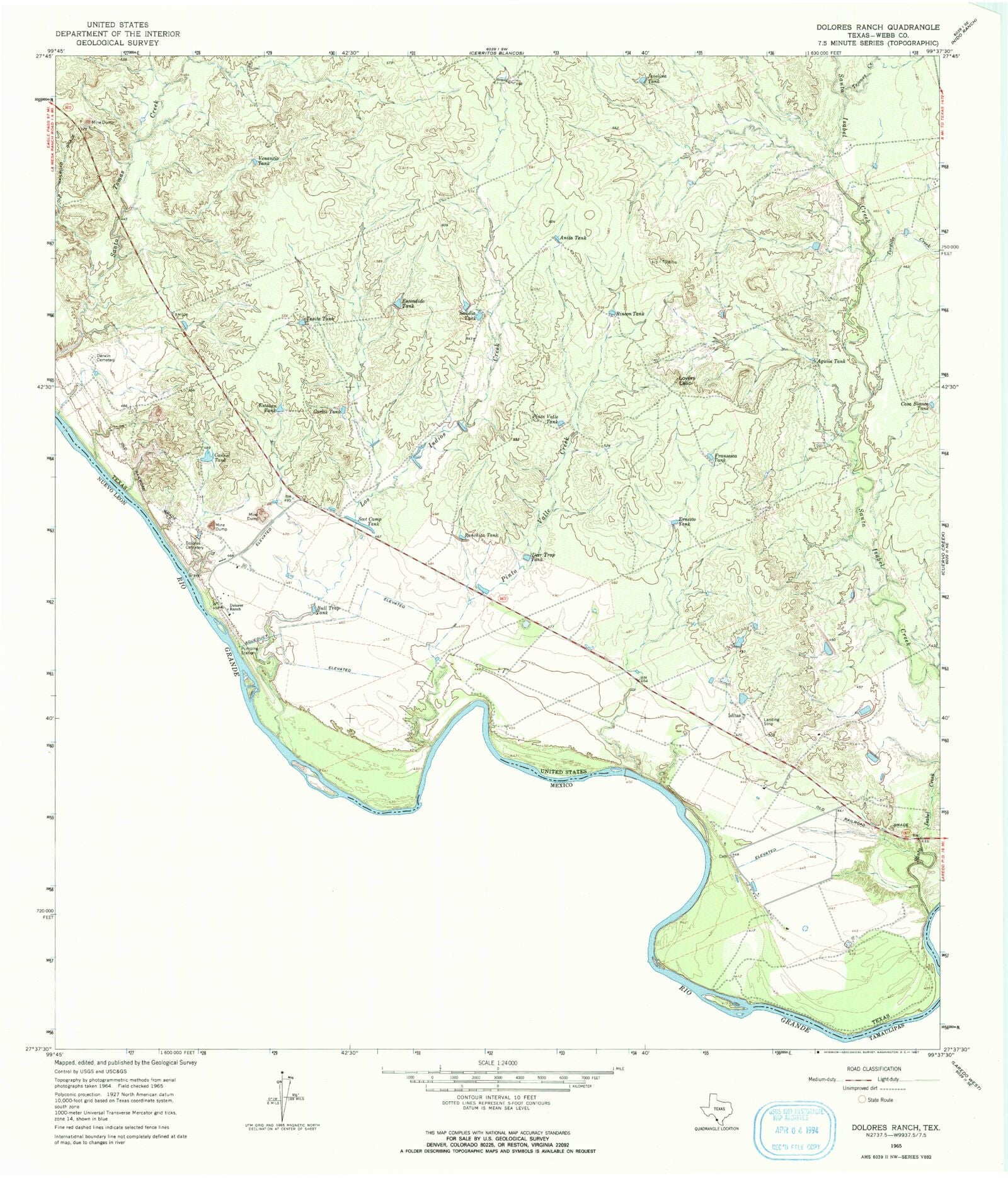 Classic USGS Dolores Ranch Texas 7.5'x7.5' Topo Map – MyTopo Map Store