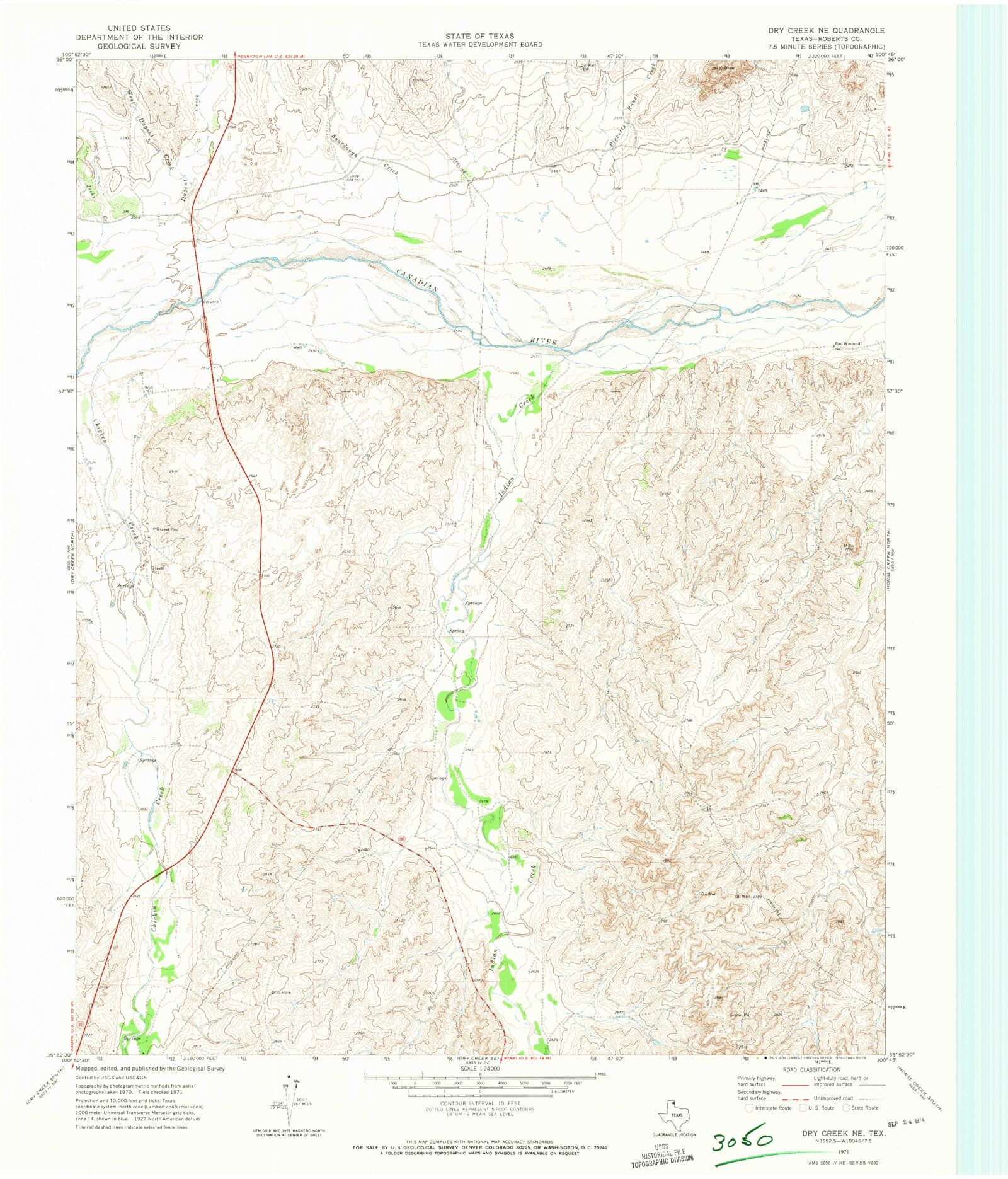 Classic USGS Dry Creek NE Texas 7.5'x7.5' Topo Map – MyTopo Map Store