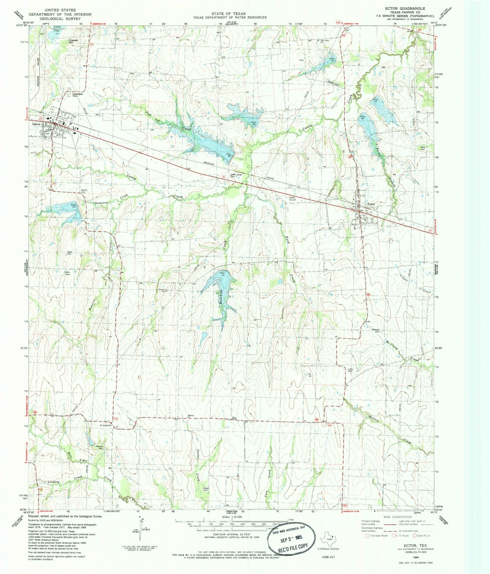 Classic USGS Ector Texas 7.5'x7.5' Topo Map – MyTopo Map Store