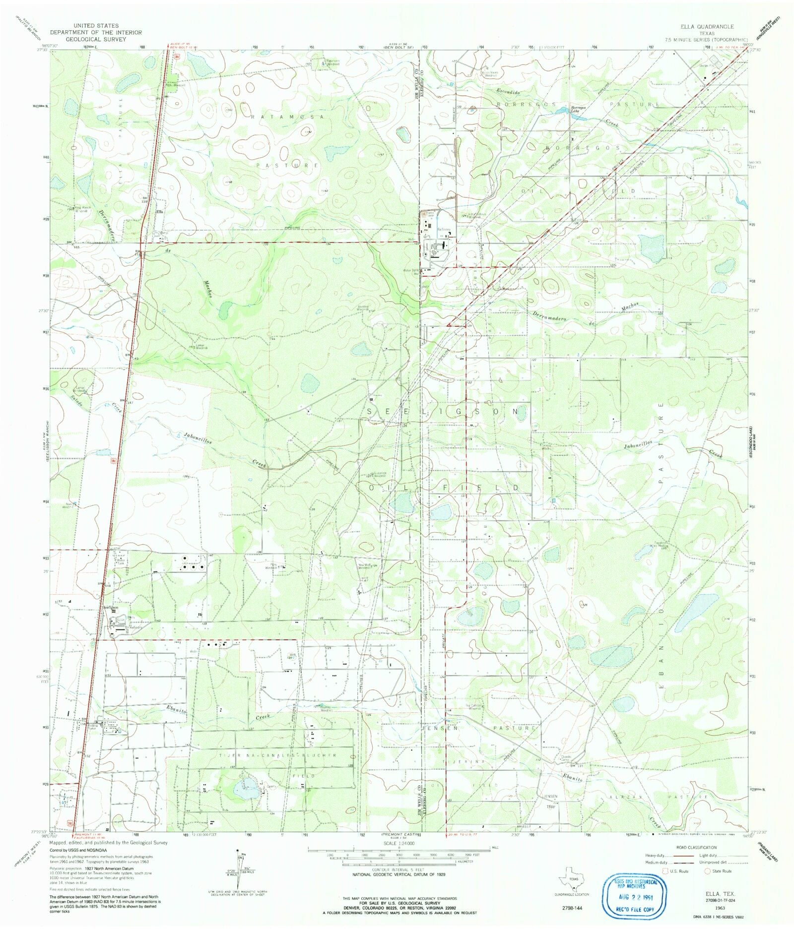 Classic USGS Ella Texas 7.5'x7.5' Topo Map – MyTopo Map Store