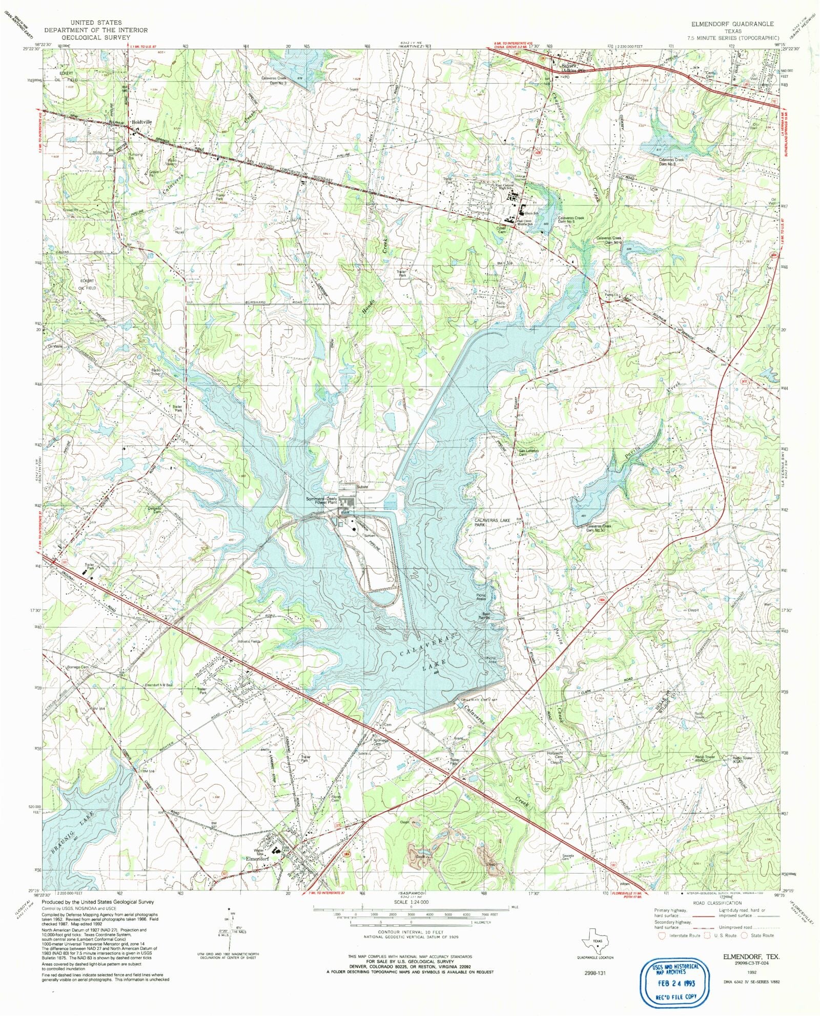 Classic USGS Elmendorf Texas 7.5'x7.5' Topo Map – MyTopo Map Store