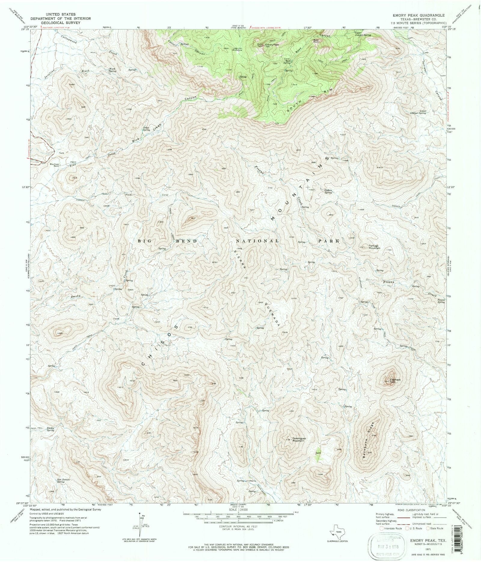 USGS Classic Emory Peak Texas 7.5'x7.5' Topo Map – MyTopo Map Store