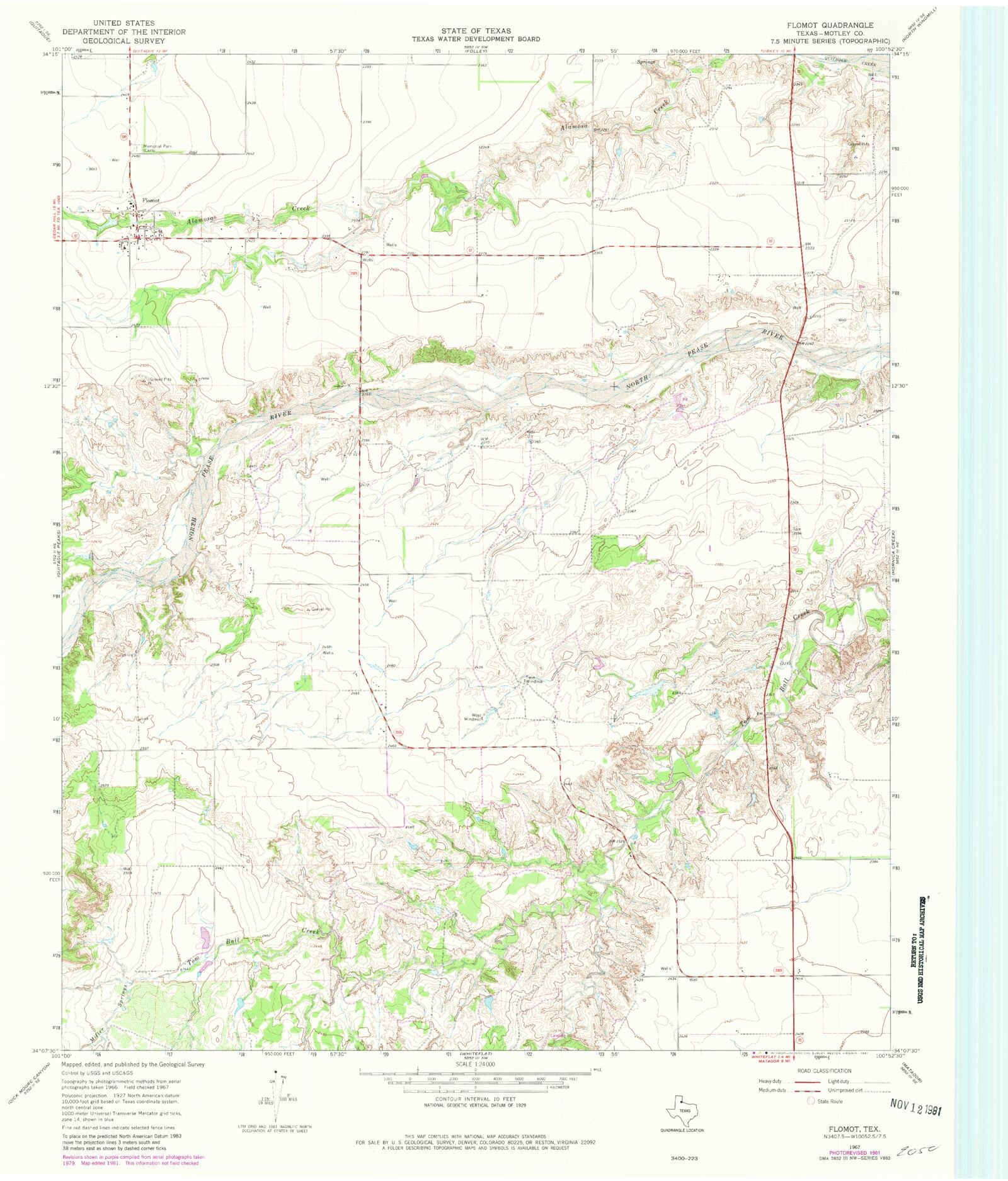 Classic USGS Flomot Texas 7.5'x7.5' Topo Map – MyTopo Map Store