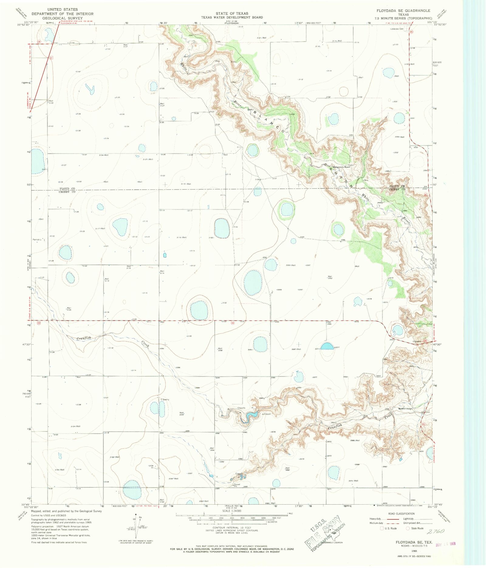 Classic USGS Floydada SE Texas 7.5'x7.5' Topo Map – MyTopo Map Store