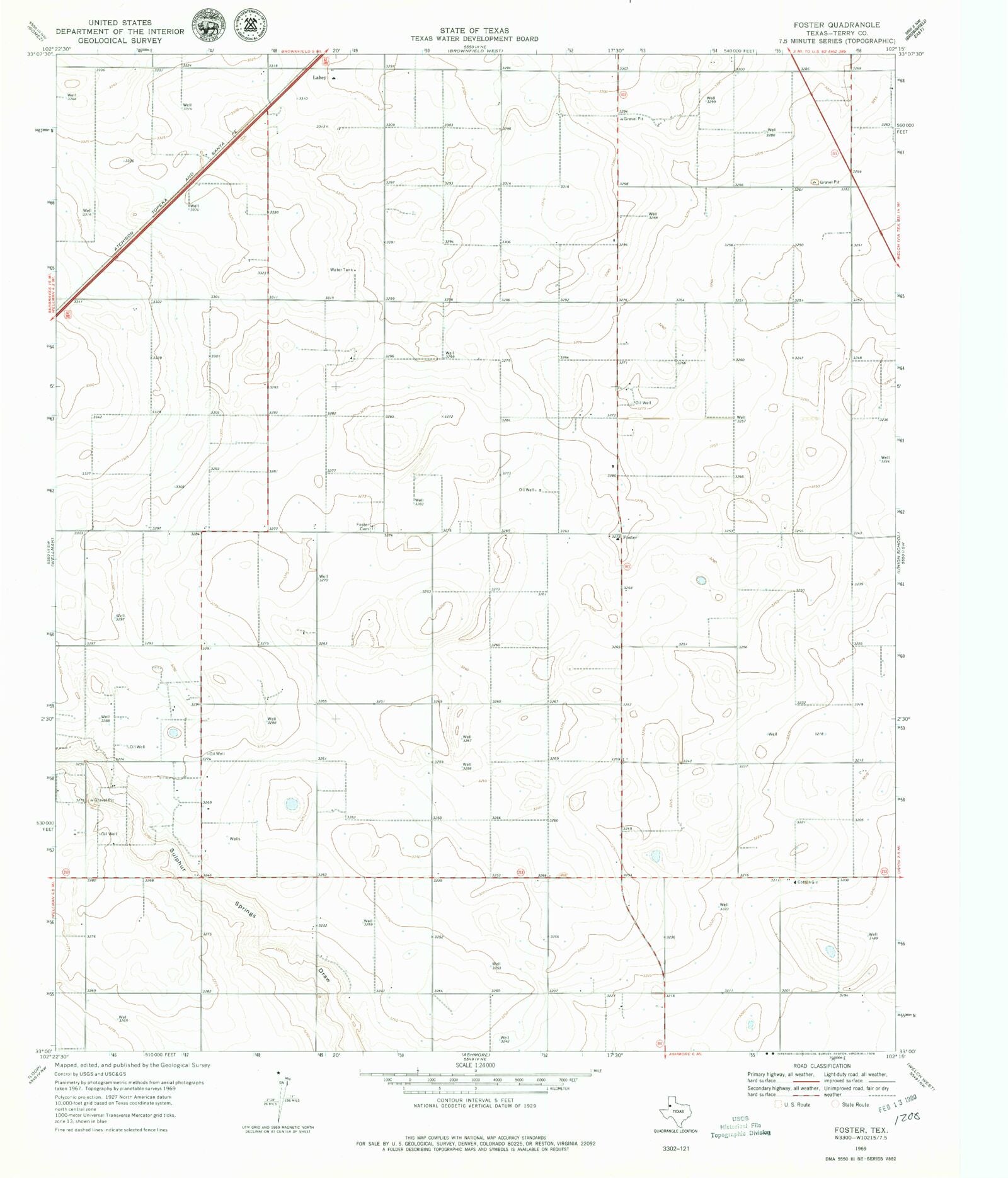 Classic USGS Foster Texas 7.5'x7.5' Topo Map – MyTopo Map Store