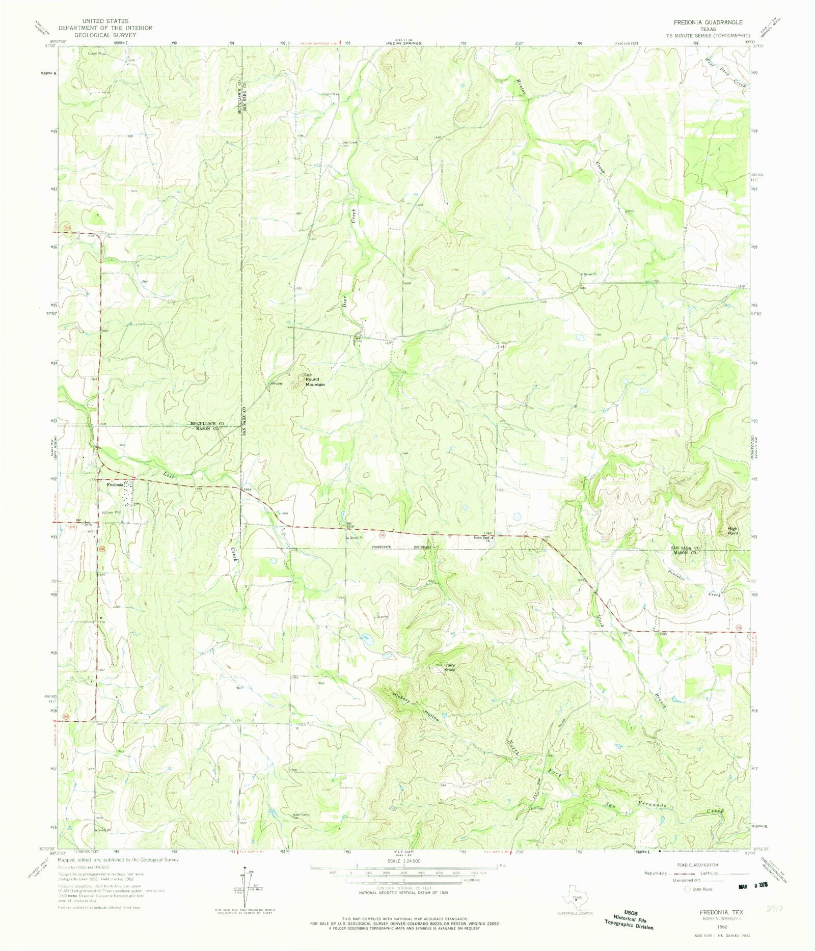 Classic USGS Fredonia Texas 7.5'x7.5' Topo Map – MyTopo Map Store