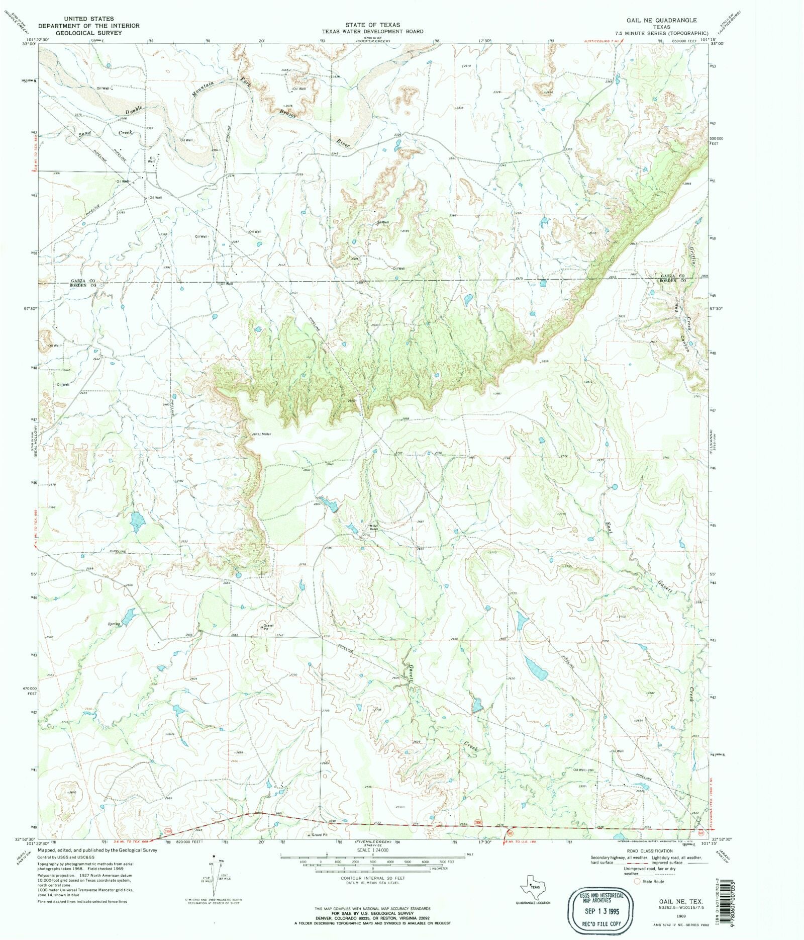 Classic USGS Gail NE Texas 7.5'x7.5' Topo Map – MyTopo Map Store