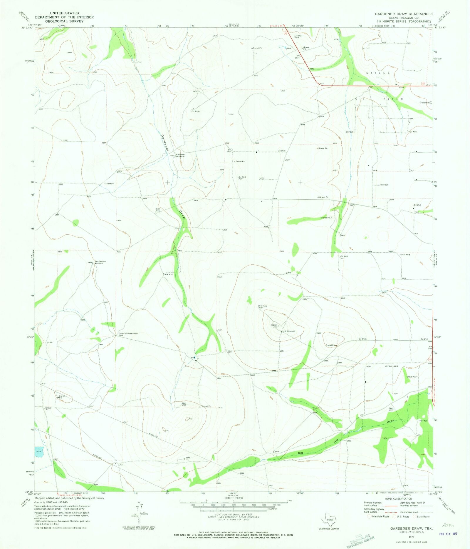 Classic USGS Gardener Draw Texas 7.5'x7.5' Topo Map – MyTopo Map Store