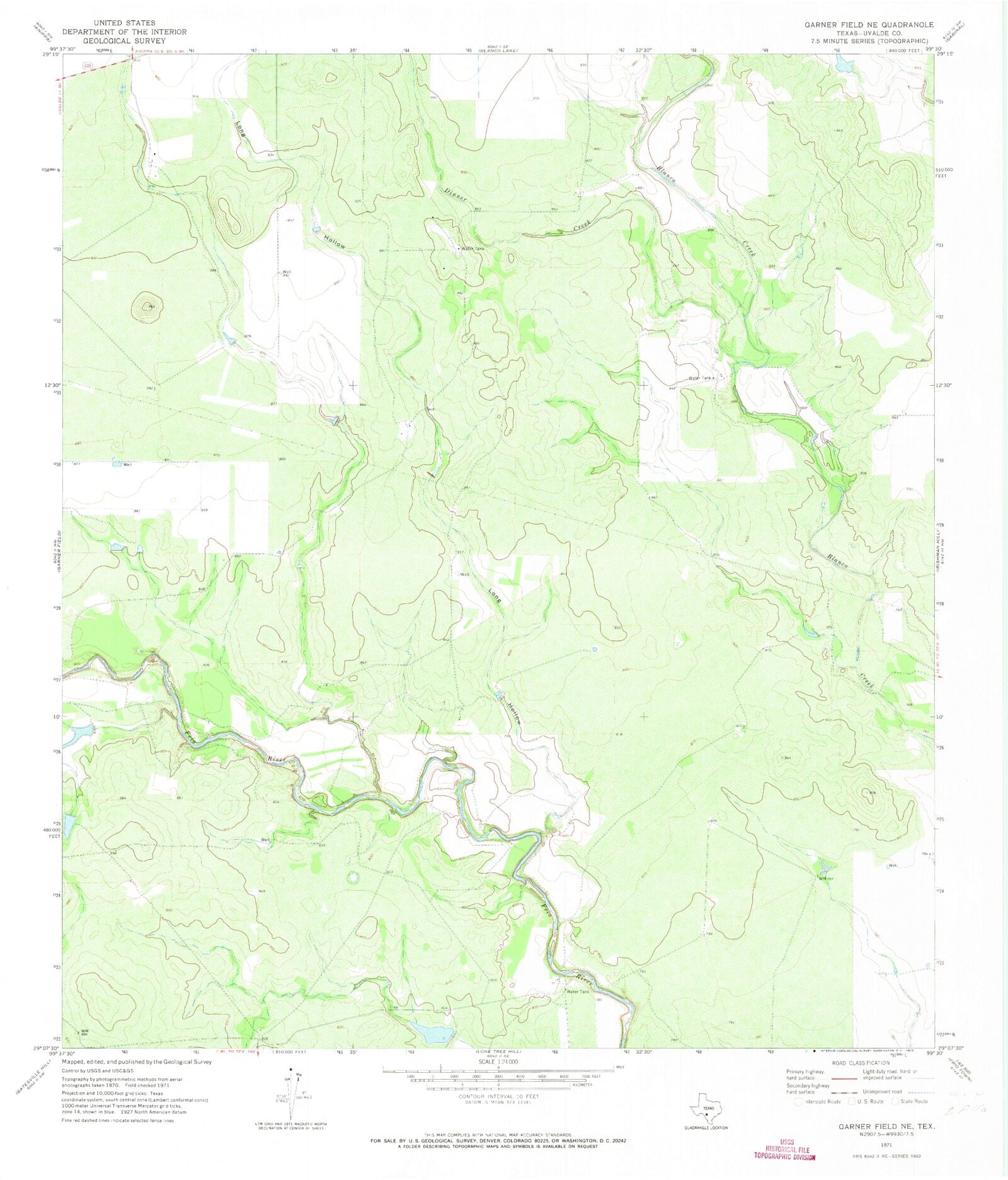 Classic USGS Garner Field NE Texas 7.5'x7.5' Topo Map – MyTopo Map Store